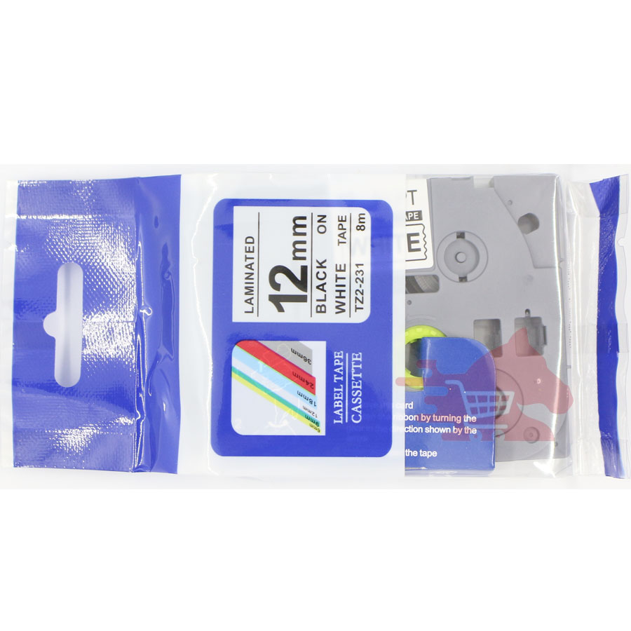 Nhãn in TZ2-231, Khổ rộng 12mm, chữ đen nền trắng. - GKTECH